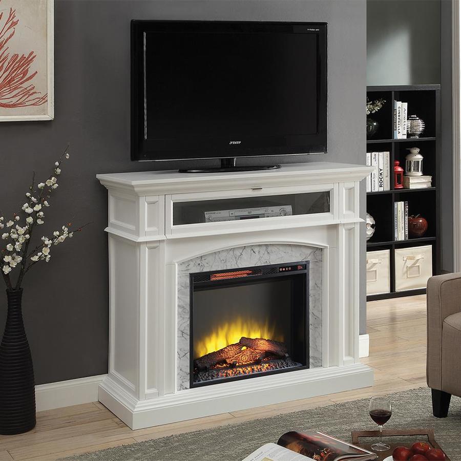 Scott Living 46.5-in W White Infrared Quartz Electric Fireplace at ...