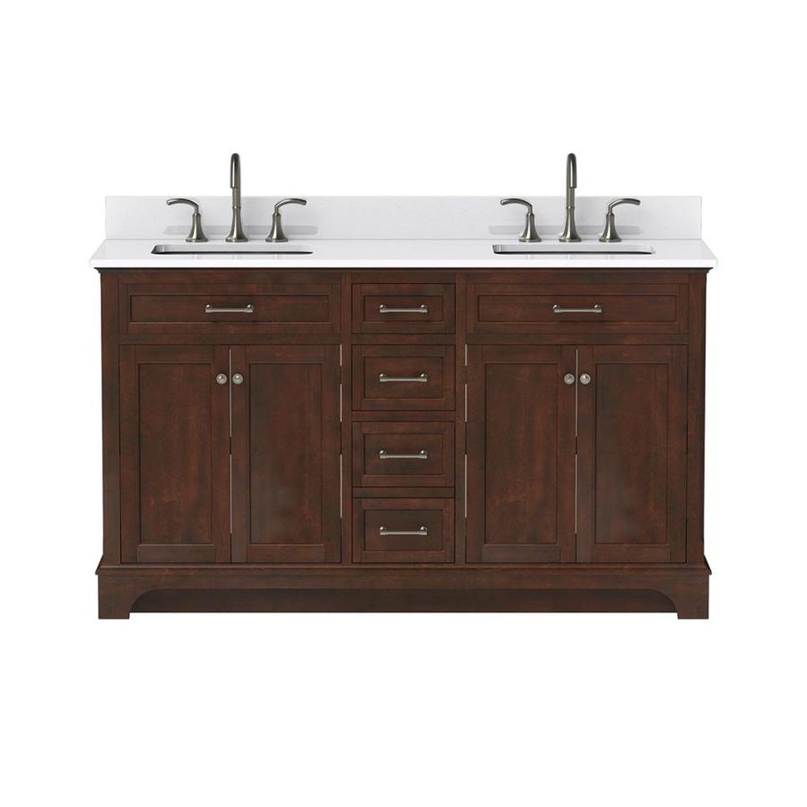 Scott Living Roveland 60-in Mahogany Double Sink Bathroom Vanity with ...