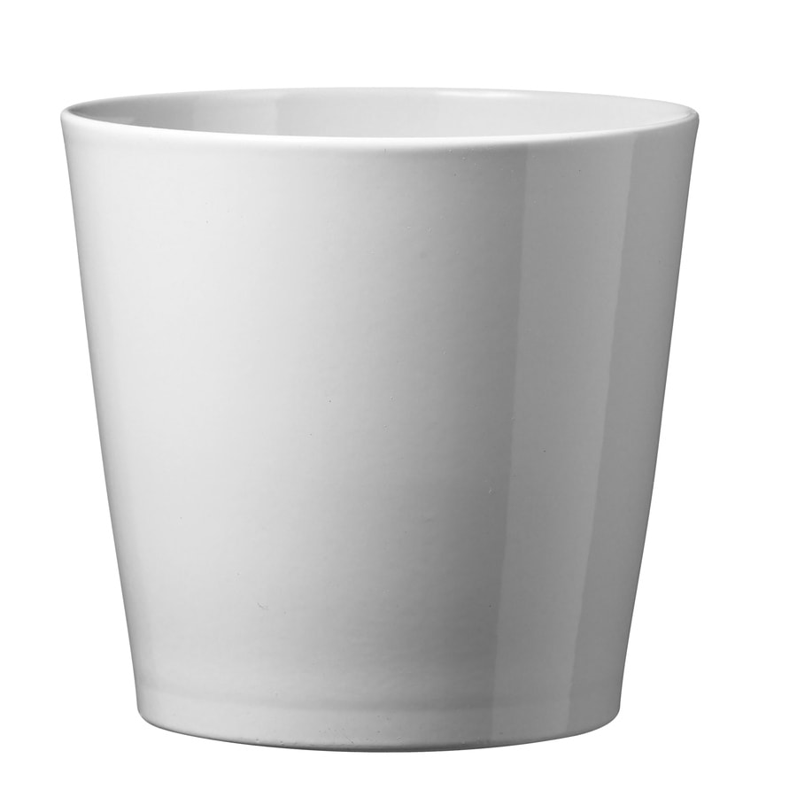 10.6-in H x 11-in W x 11-in D Shiny White Ceramic Indoor Pot at Lowes.com