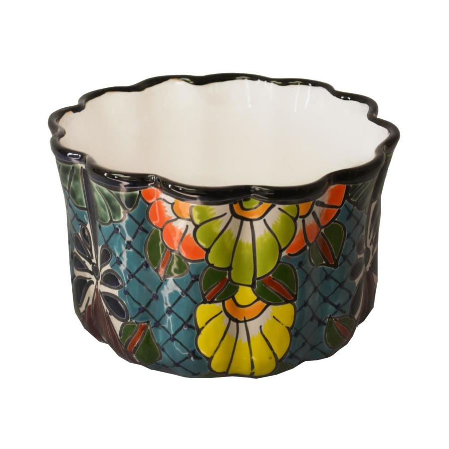 Blue Orange Pottery 12-in W x 9-in H Glazed Multicolor Ceramic ...