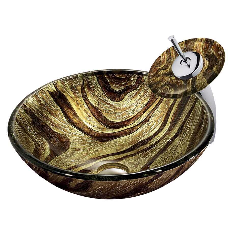 VIGO Zebra Caramel Swirl Glass Vessel Bath Sink at Lowes.com