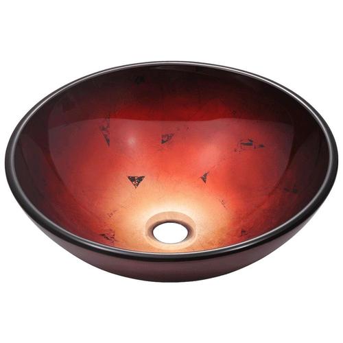 MR Direct Light/Dark Red Tempered Glass Vessel Round Bathroom Sink (16. ...