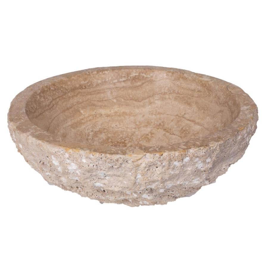 Eden Bath Stone Beige Travertine Vessel Round Bathroom Sink at Lowes.com