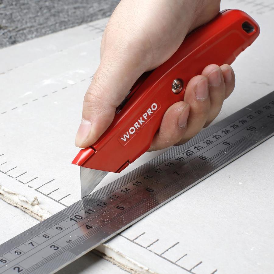 WORKPRO 3-Blade Retractable Utility Knife with with On Tool Blade ...