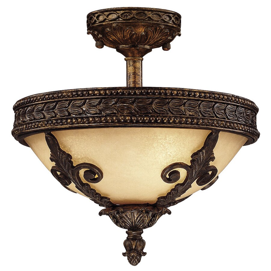 13.25-in W New Tortoise Shell Tea-Stained Glass Semi-Flush Mount Light ...