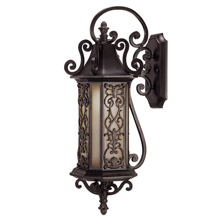1-Light 27.12-in Como Black W/Gold Outdoor Wall Light at Lowes.com