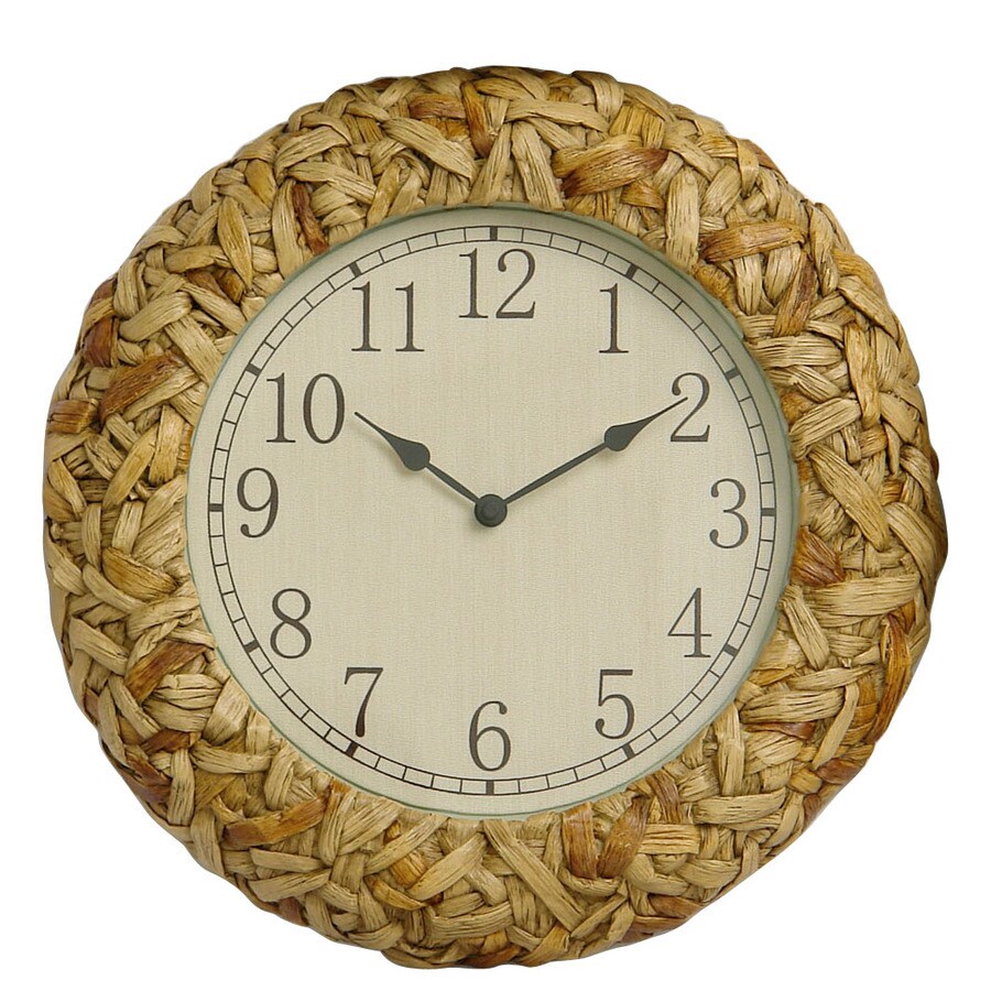 Garden Treasures 14.75-in Dia Resin Basket Weave Clock at Lowes.com