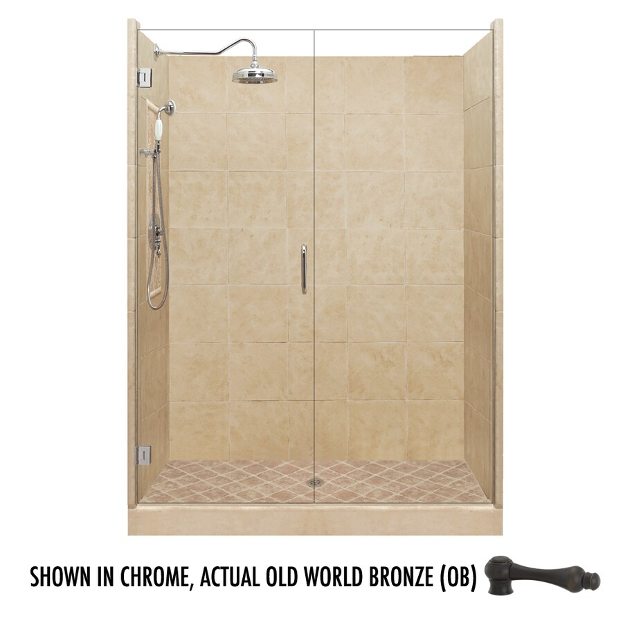 American Bath Factory 42"W x 42"D x 87"H Medium Fill Stone/Dark Accent ...