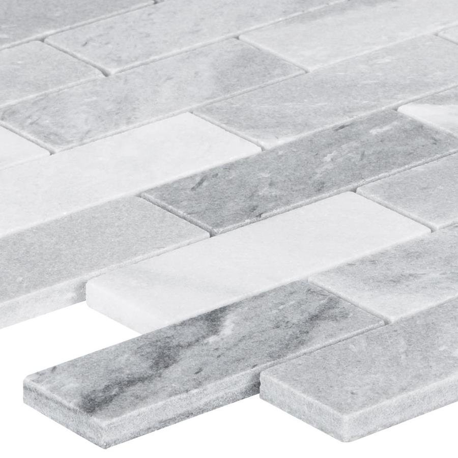 Satori Storm Polished 12-in x 12-in Polished Natural Stone Marble Brick ...