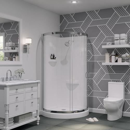 Ove Decors Breeze Polished Chrome 76 In X 36 In X 36 In 3 Piece Round