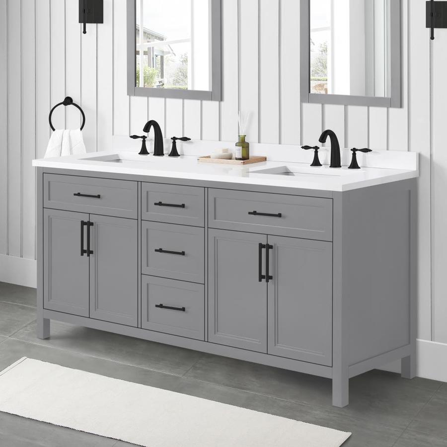 allen + roth Brinkhaven 72-in American Gray Undermount Double Sink ...