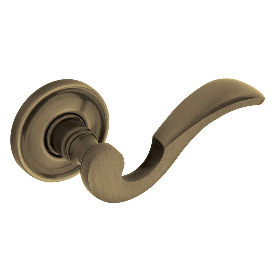 BALDWIN Satin Brass and Black Universal Push Button-Lock Privacy Door Lever at Lowes.com