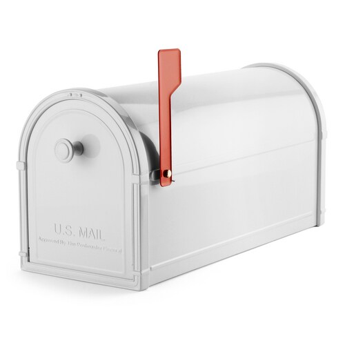 Architectural Mailboxes 8-in x 10-in Metal White Post Mount Mailbox at ...
