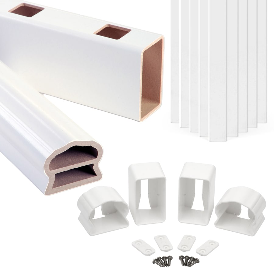 Severe Weather 8ft White Deluxe Composite Rail Kit with Square Baluster ...