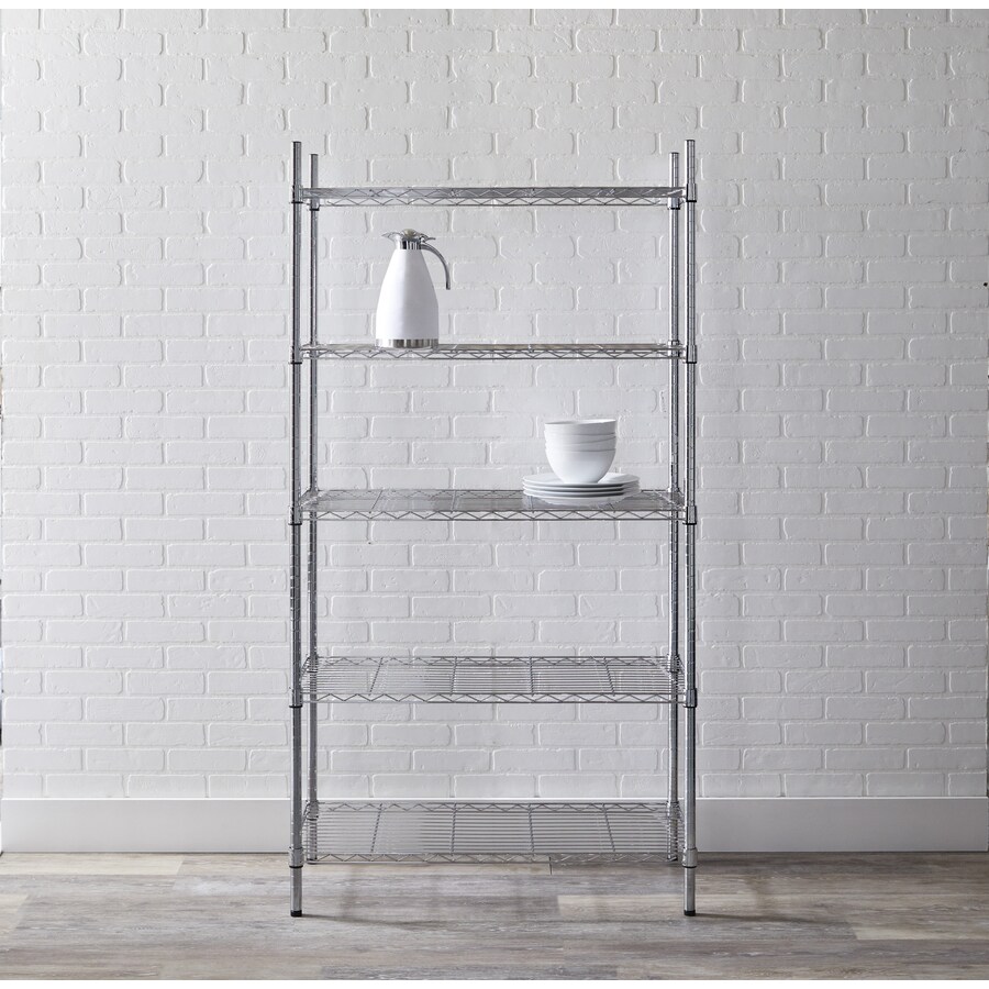 Style Selections 16-in D x 36-in W x 72-in H 5-Tier Steel Freestanding ...