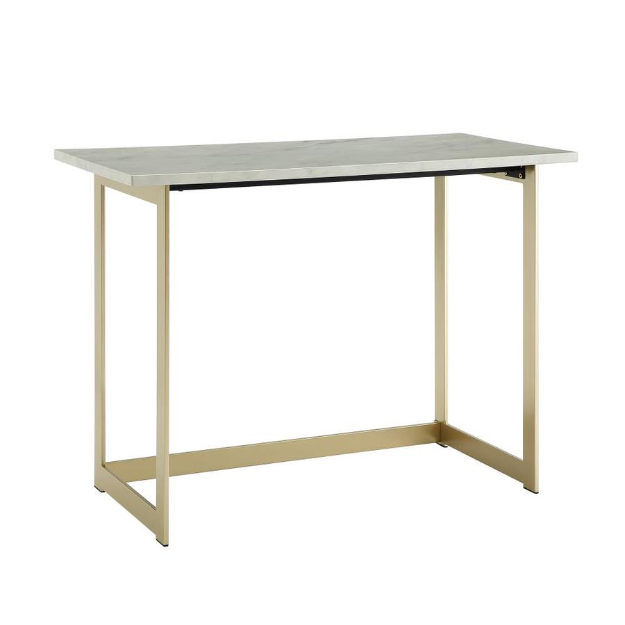 Walker Edison Transitional White Faux-marble Computer Desk at Lowes.com
