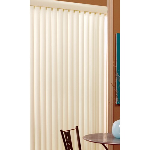 Basic Blindz 3.5-in Alabaster Vinyl Room Darkening Cordless Vertical ...