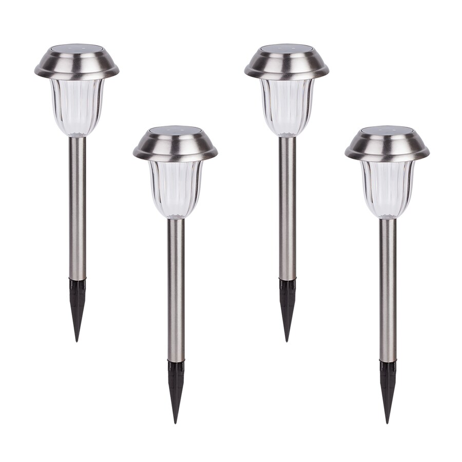 Portfolio 4-Pack Stainless Steel Solar Integrated LED Path Light Kit ...