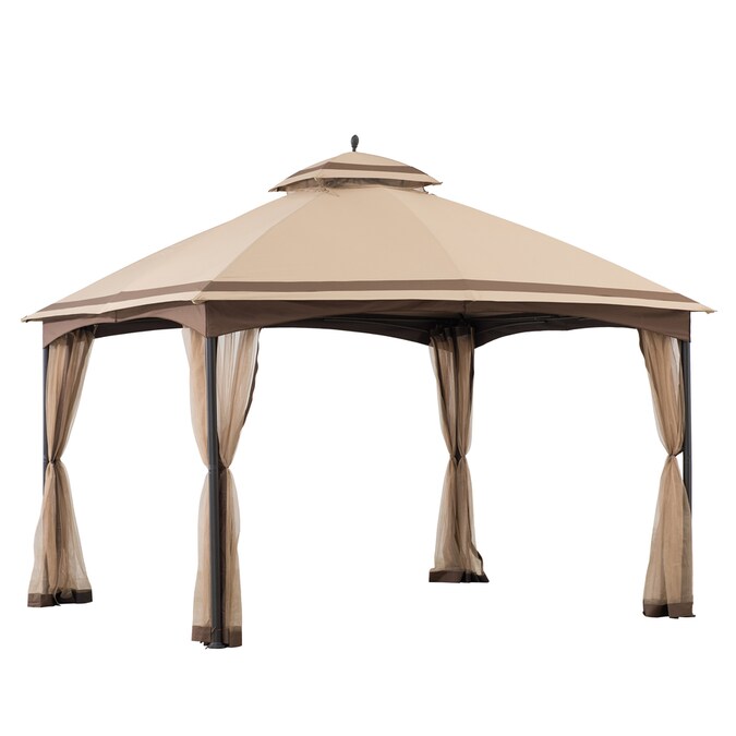 Sunjoy Light Brown Metal Rectangle Screened Semi-Permanent Gazebo ... Sunjoy Light Brown Metal Rectangle Screened Semi-Permanent Gazebo ...