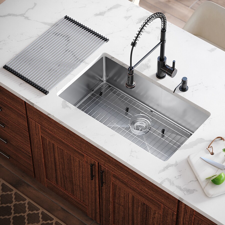 MR Direct 29.25-in x 18-in Brushed Satin Single Bowl Undermount ...