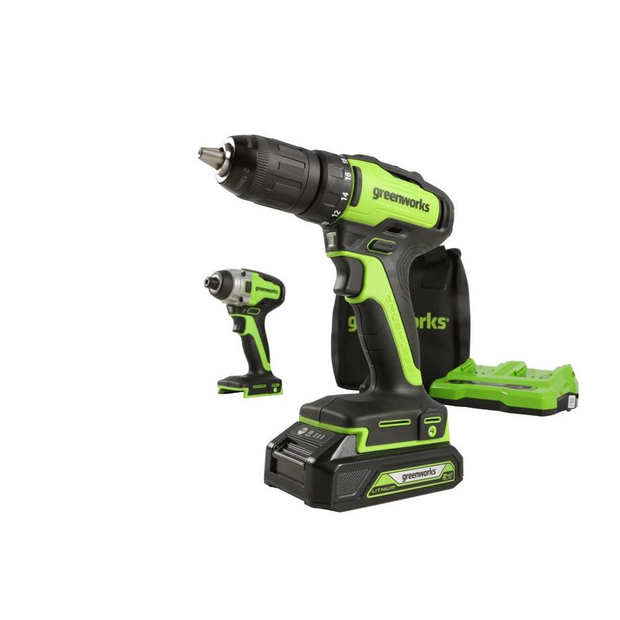 Greenworks 2-Tool 24-Volt Brushless Power Tool Combo Kit with Soft Case ...