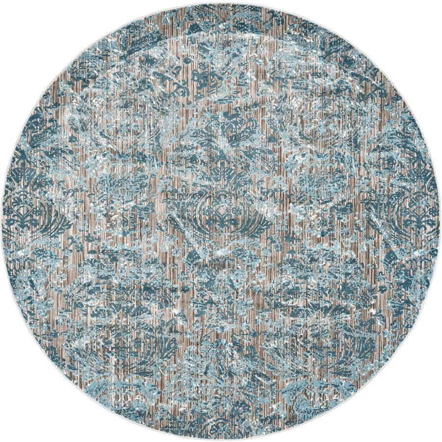 Room Envy Arsene 9 x 9 Aqua Round Indoor Distressed/Overdyed Vintage ...