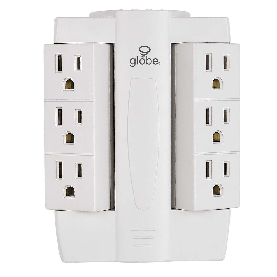 Globe Duplex-to-Six White 3-Wire Grounding Basic Swivel Adapter in the ...