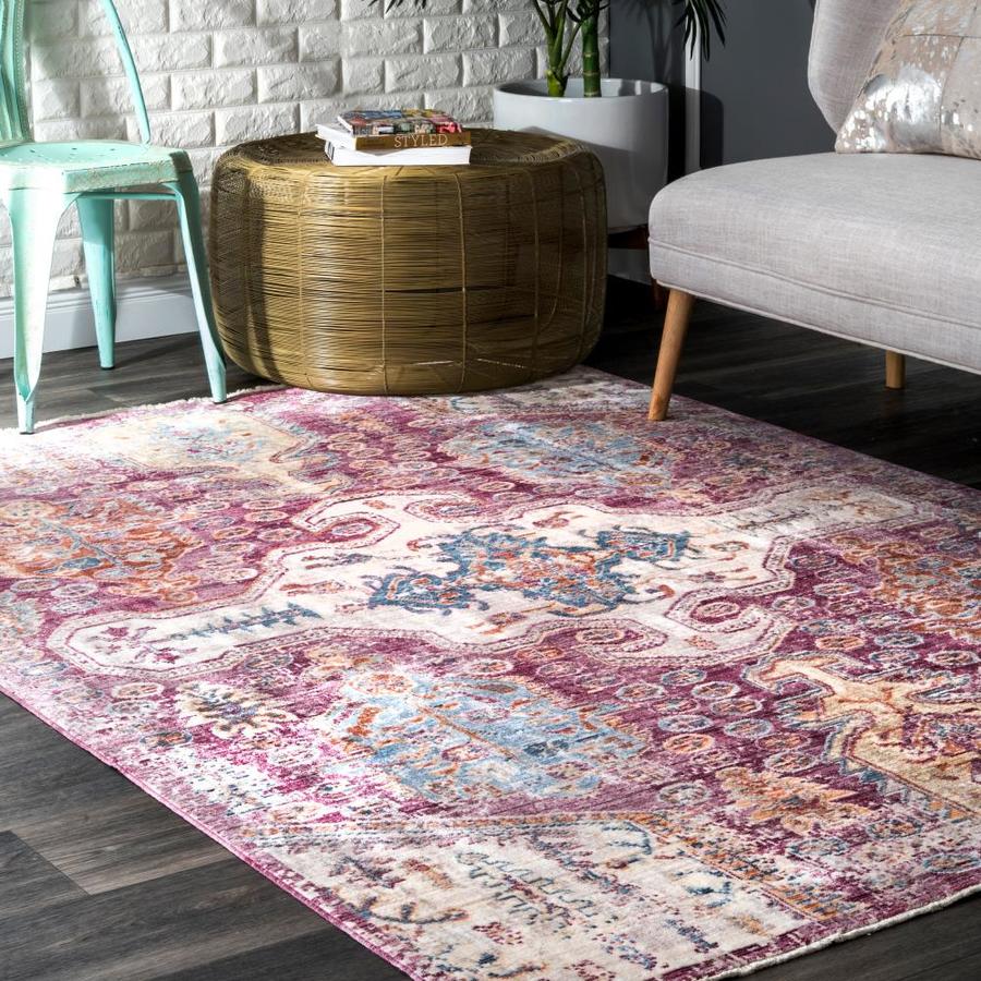 nuLOOM 5 x 8 Pink Indoor Distressed/Overdyed Southwestern Area Rug in ...