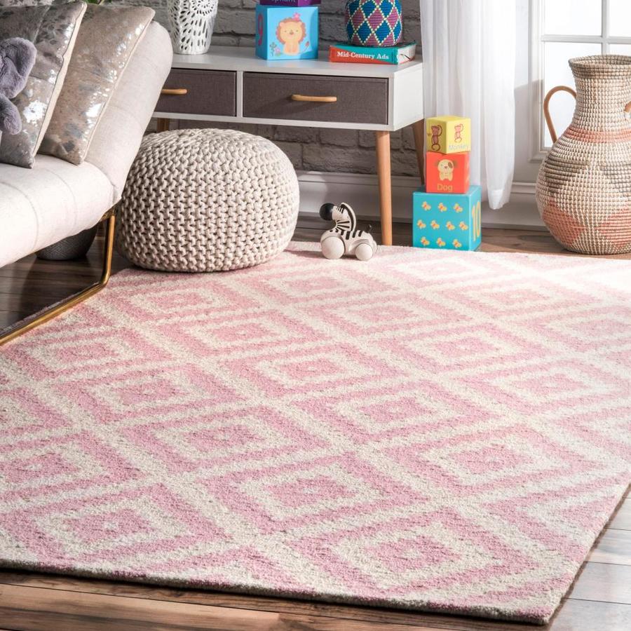 nuLOOM 8 x 10 Light Pink Indoor Geometric Handcrafted Area Rug in the ...