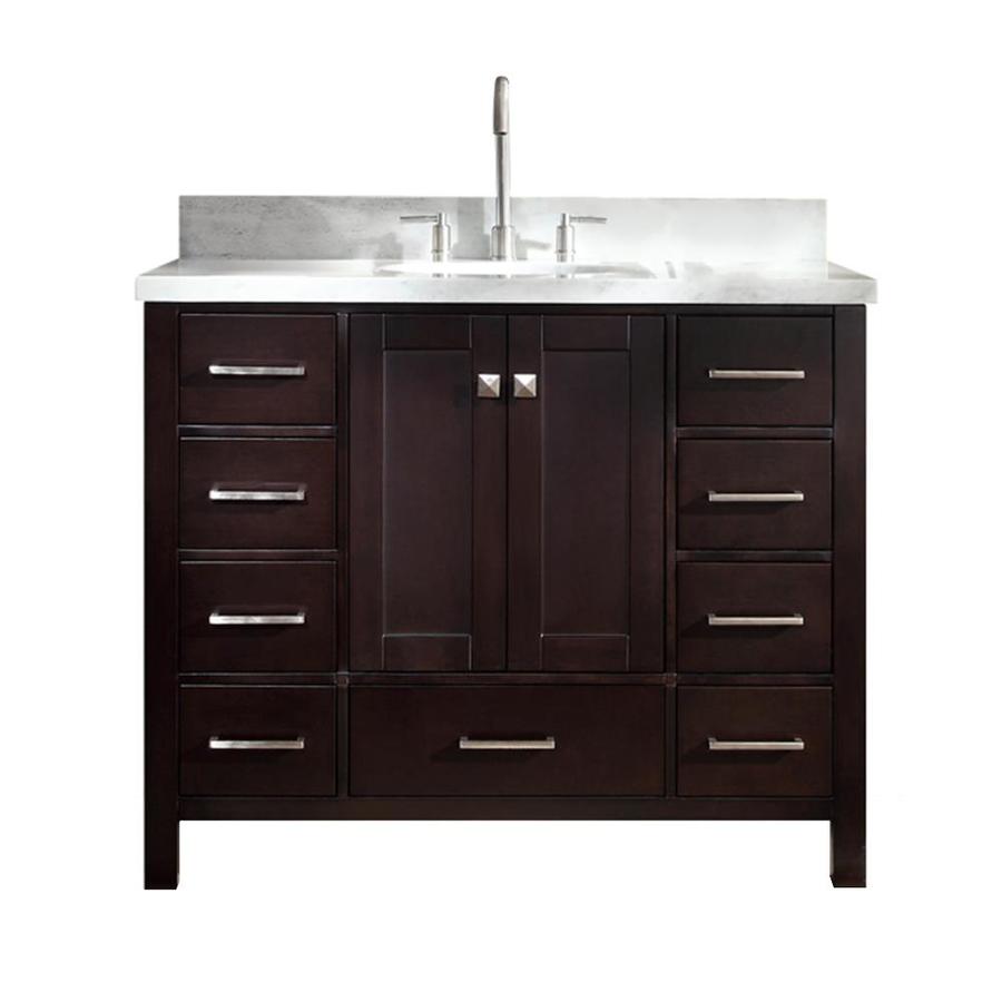 ARIEL Cambridge 43-in Espresso Single Sink Bathroom Vanity with White ...