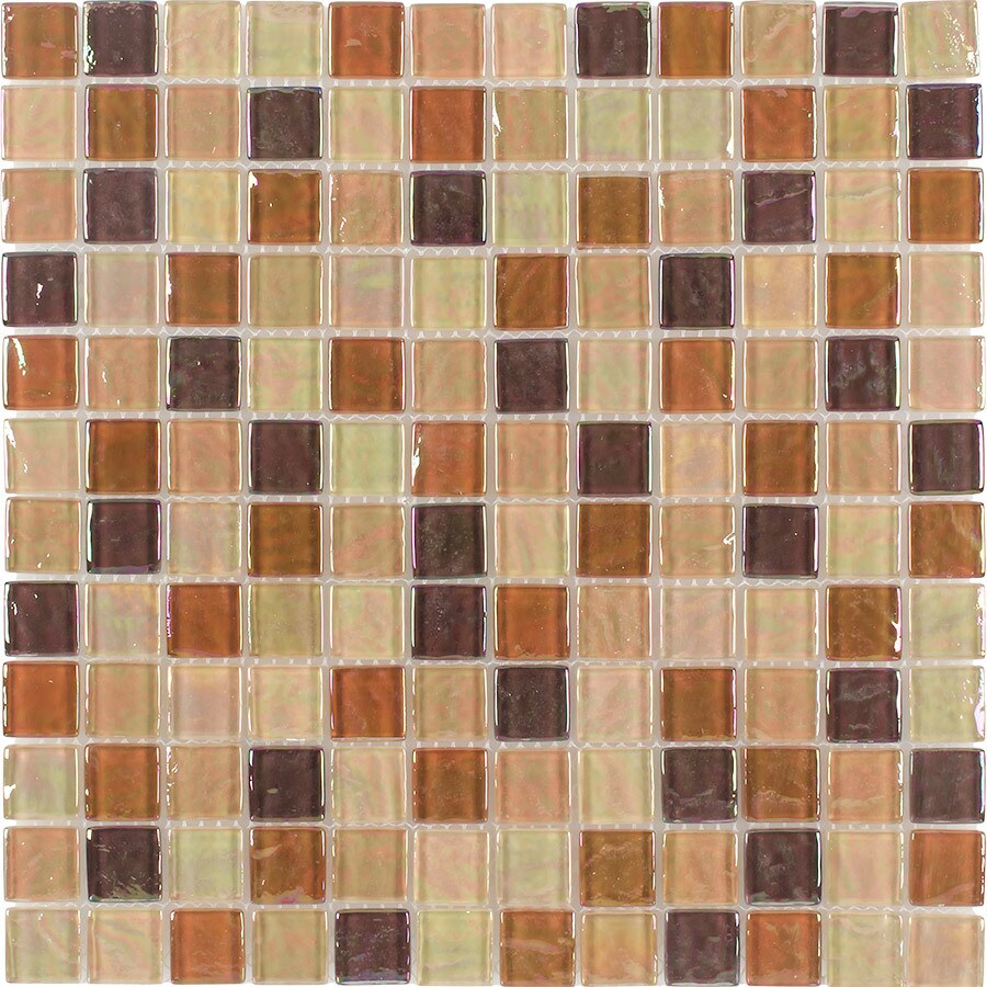 Elida Ceramica Tan Oil Uniform Squares Mosaic Glass Wall Tile (Common ...