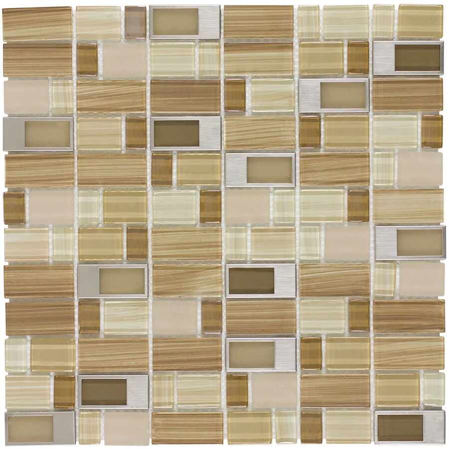 Elida Ceramica Windows Natural 12-in x 12-in Glass Brick Mosaic Subway ...