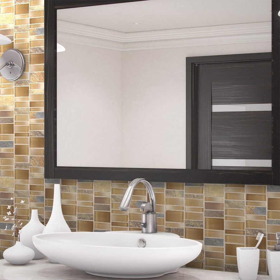 Elida Ceramica Monarch Earth Staggered Multi-finish Stone and Glass ...