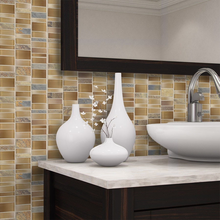 Elida Ceramica Monarch Earth Staggered Multi-finish Stone and Glass ...