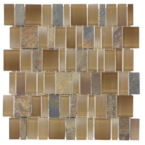 Elida Ceramica Monarch Earth Staggered Mosaic Stone and Glass Slate ...