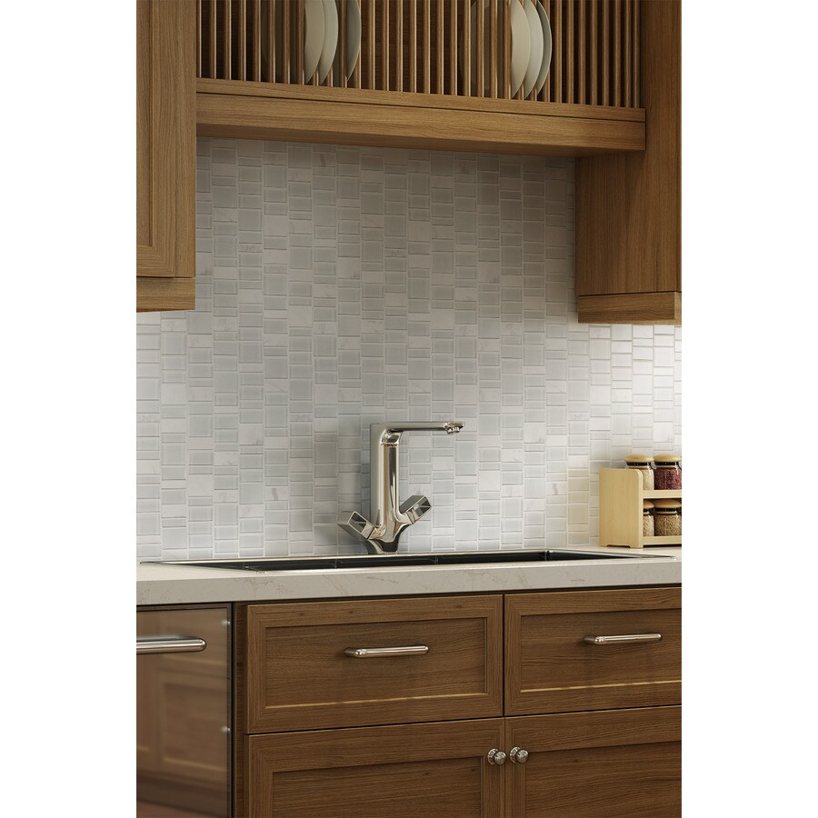 Elida Ceramica White Monarch Staggered Multi-finish Stone and Glass ...