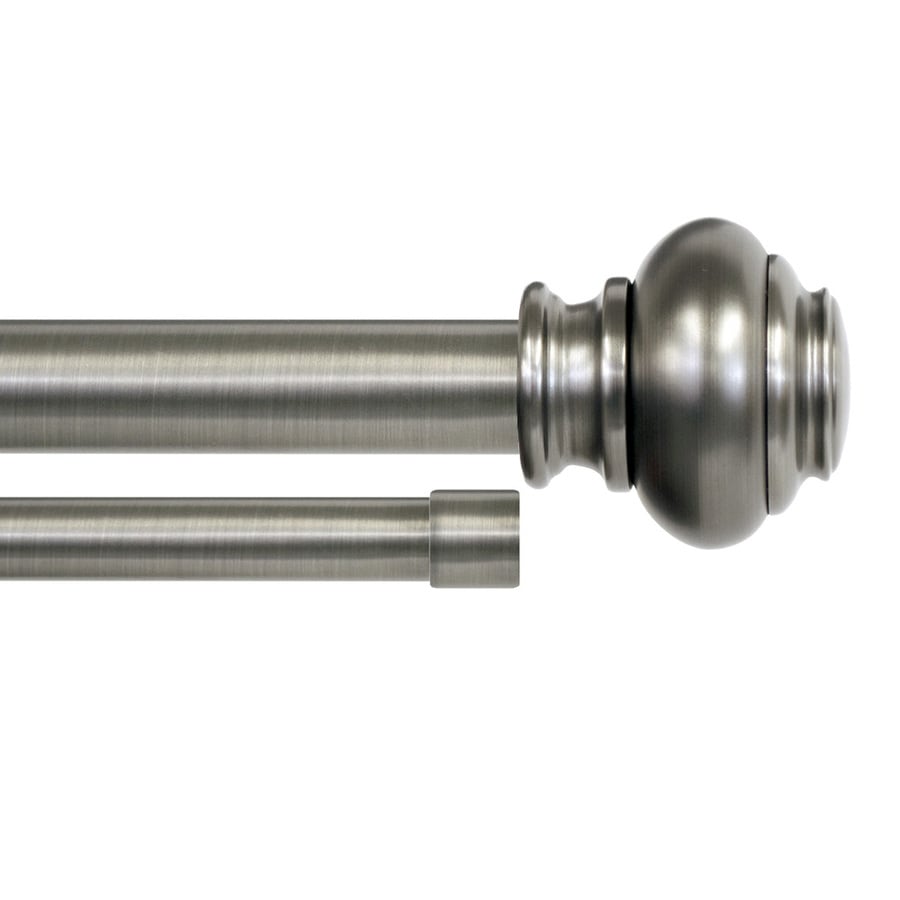 Lumino 48-in To 120-in Plated Brushed Pewter Steel Double Curtain Rod ...