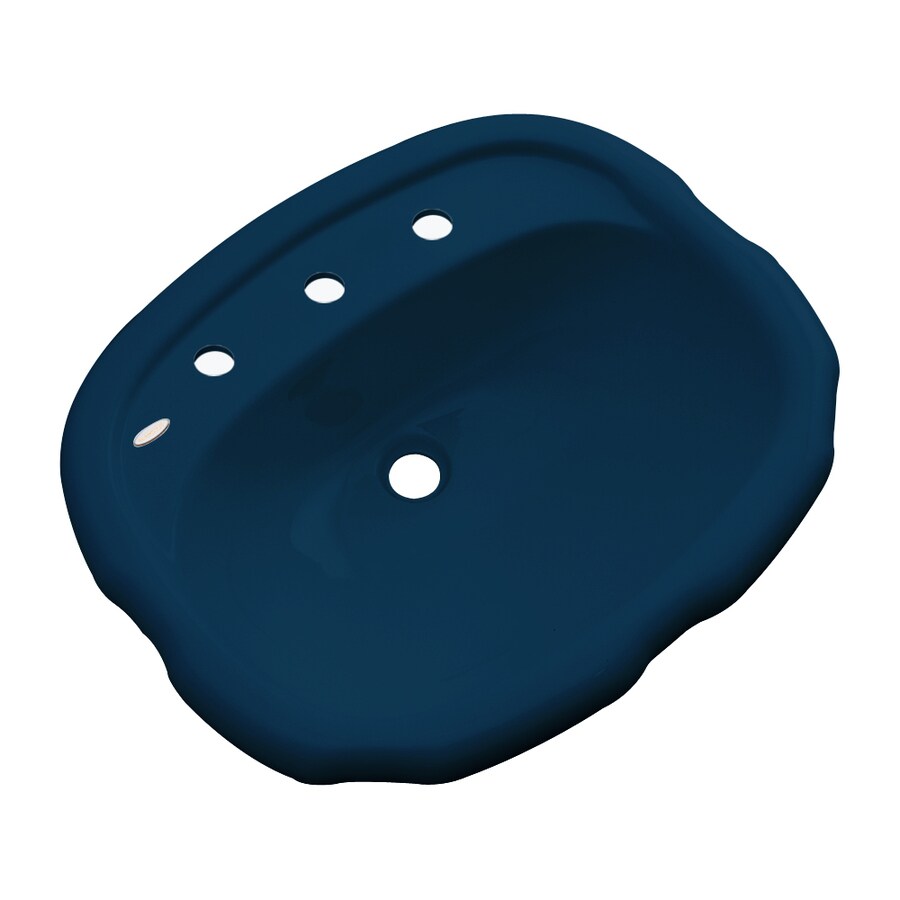 Dekor Cypress Composite 18.75-in Drop-in Oval Navy blue Bathroom Sink ...