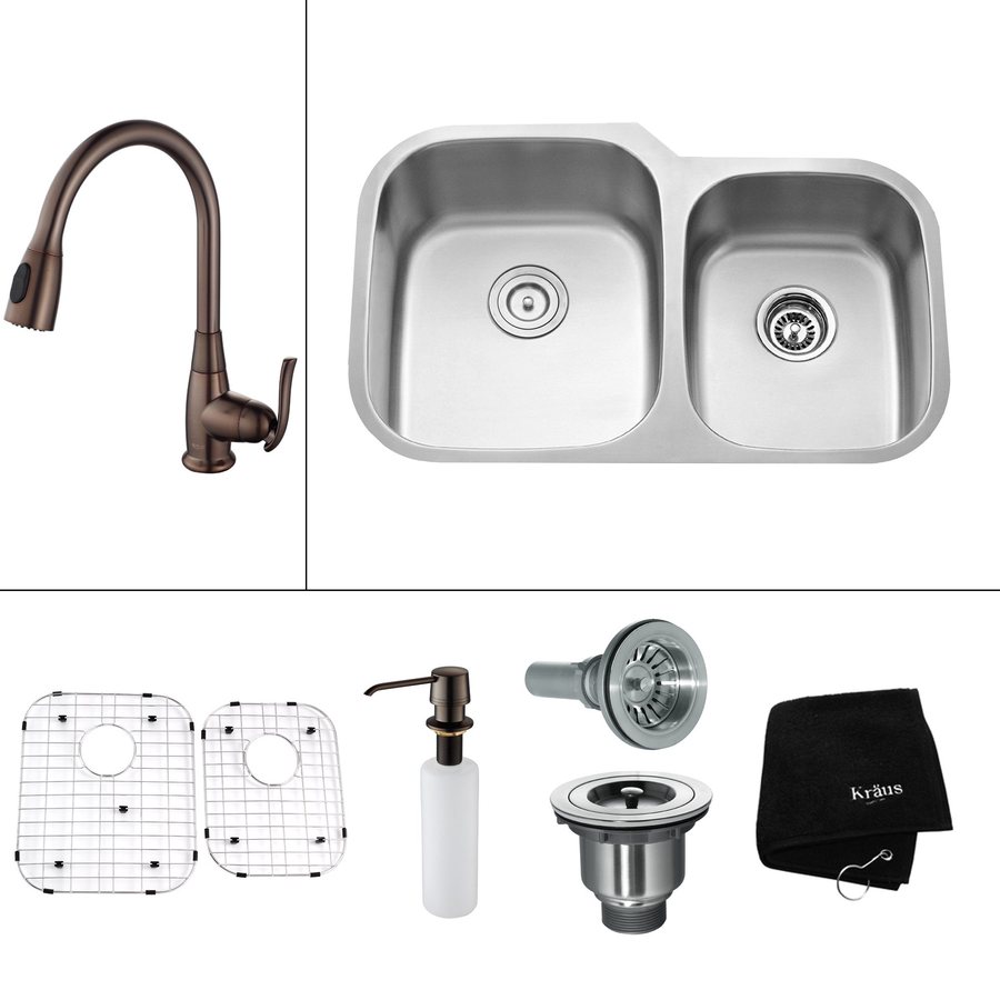Kraus Kitchen Combo 32-in x 20.63-in Steel-stainless Steel Offset ...