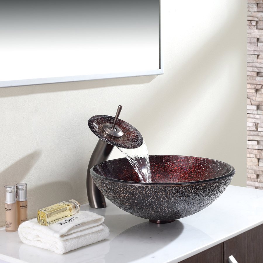 Kraus Callisto Tempered Glass Drop-In Round Bathroom Sink (Drain ...