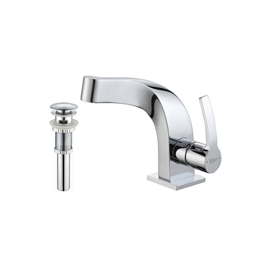 Kraus Typhon Chrome 1 Handle Single Hole Bathroom Sink Faucet Drain