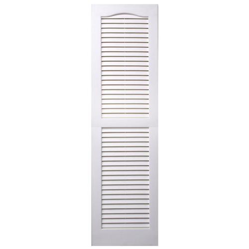 Alpha 2-Pack White Louvered Vinyl Exterior Shutters (Common: 15-in x 47 ...