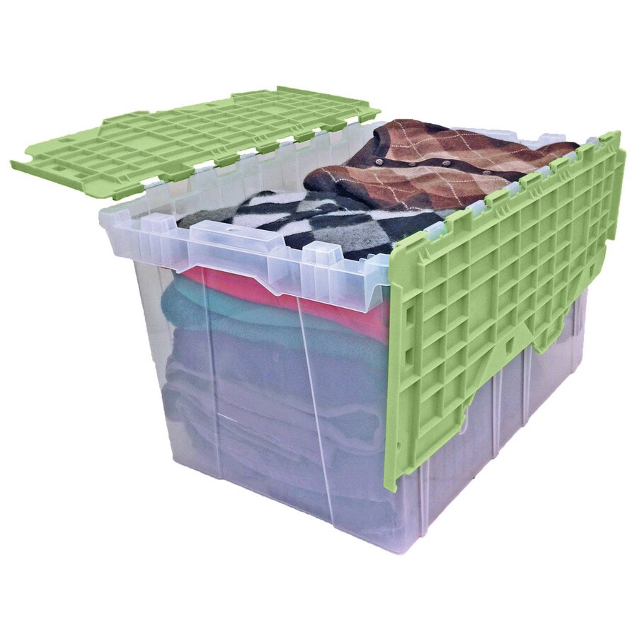 Style Selections 12-Gallon (48-Quart) Clear Bin/Green Lid Tote with ...