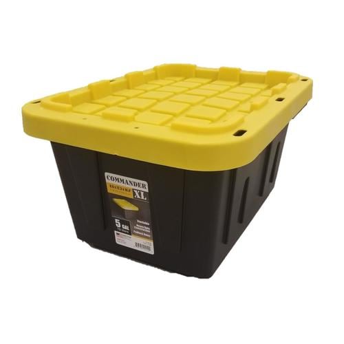 COMMANDER 5-Gallon (20-Quart) Black and Yellow Tote with Standard Snap ...