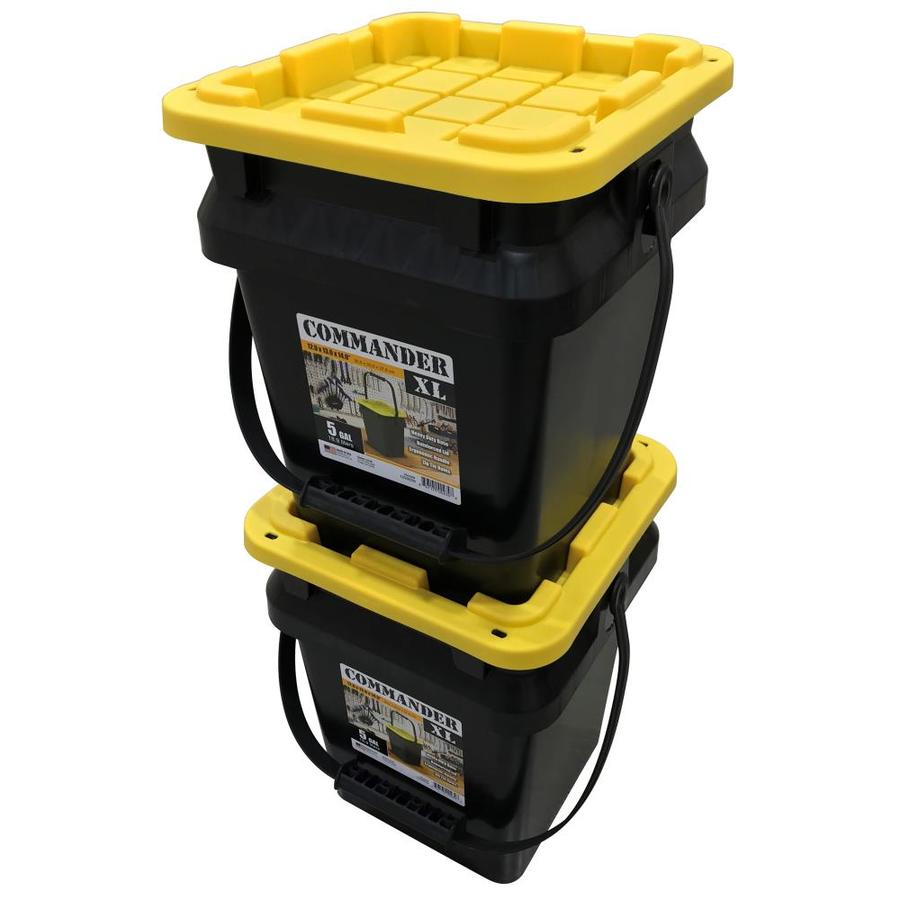 COMMANDER 5-Gallon (20-Quart) Black Tote with Standard Snap Lid at ...