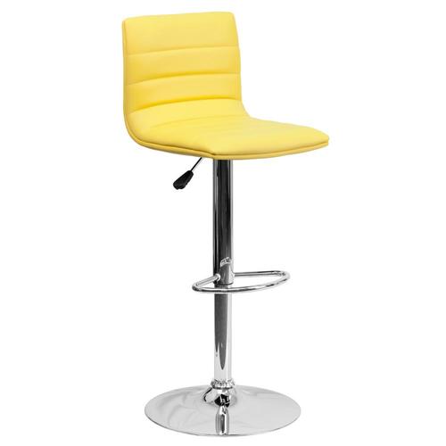 Flash Furniture Yellow Adjustable Upholstered Swivel Bar Stool in the ...