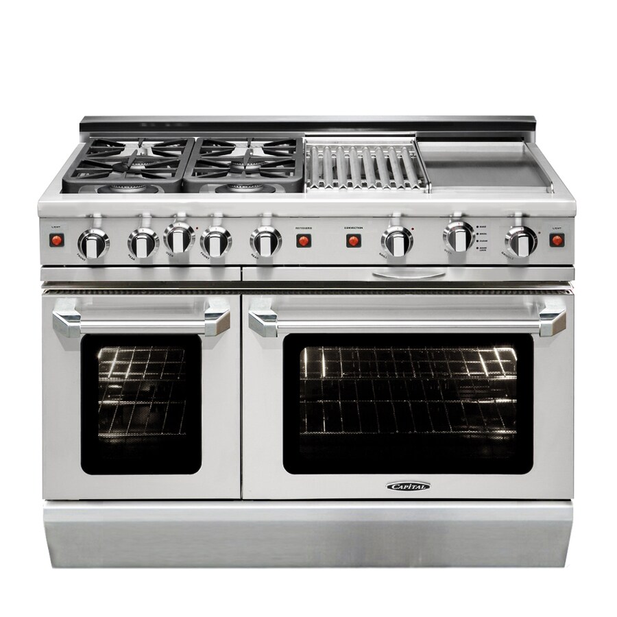 Capital 48-in 4.6-cu ft / 2-cu ft Self-cleaning Double Oven Gas Range ...