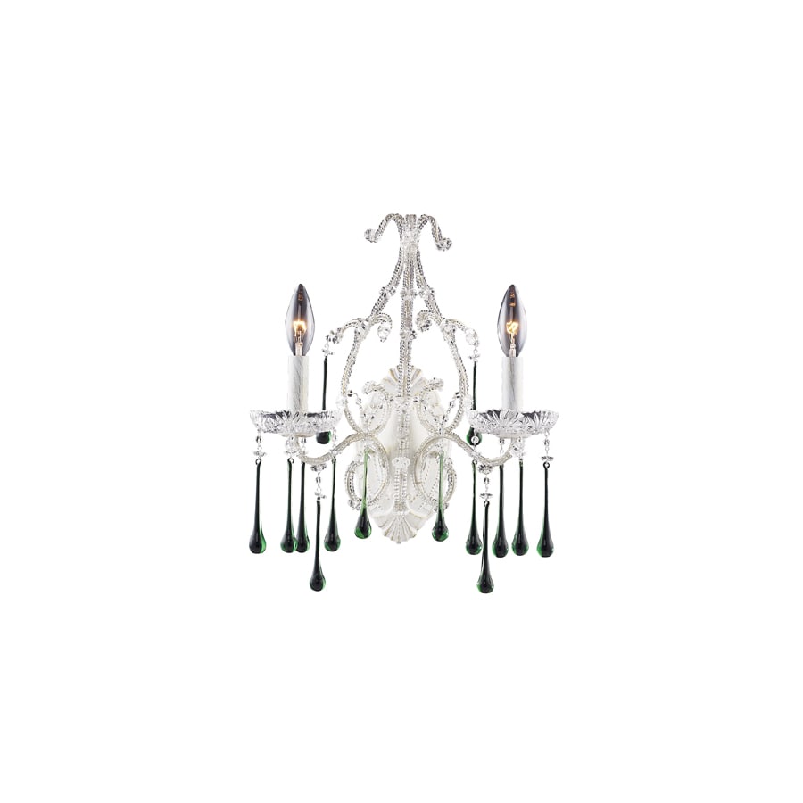 Westmore Lighting Opulence 12-in W 2-Light Antique White Crystal Wall ...
