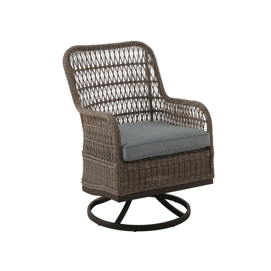 allen + roth Pointe Break Set of 2 Wicker Brown Metal Frame Stationary ...