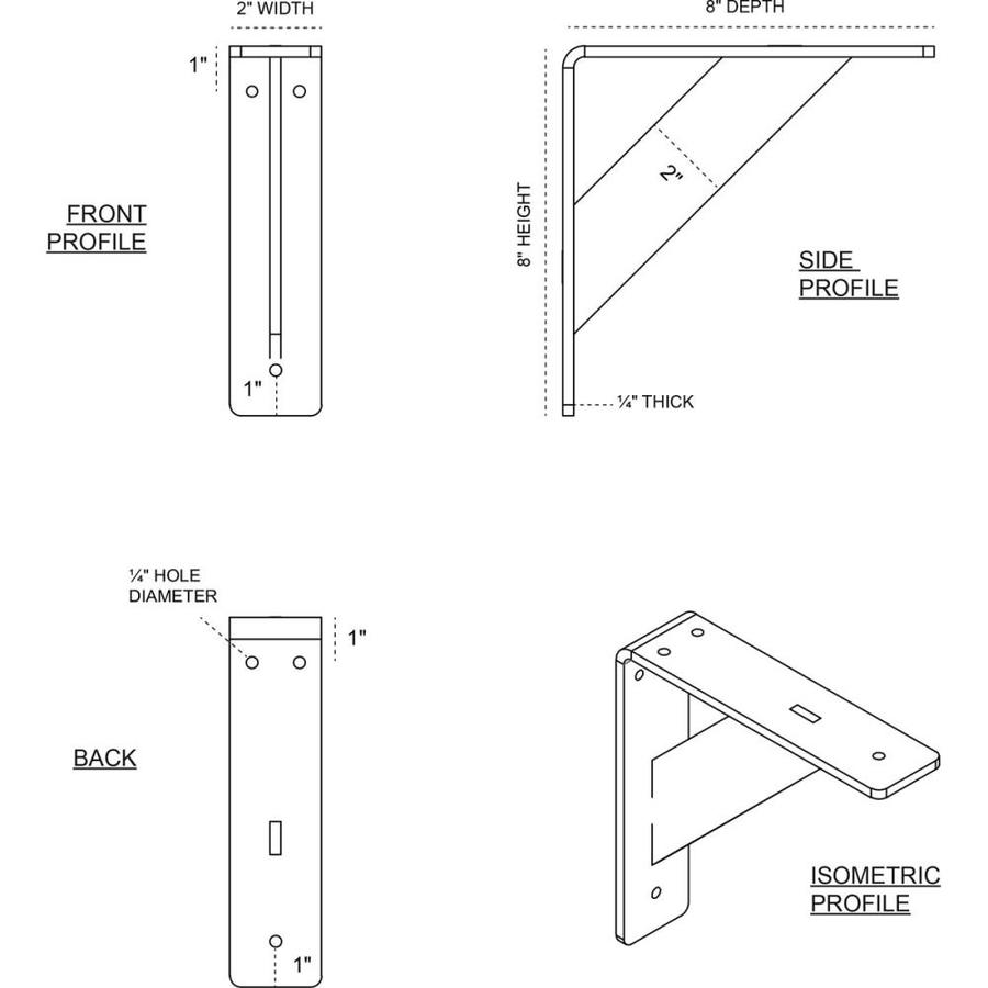Ekena Millwork Plain Steel Countertop Support 8-in Steel Countertop ...
